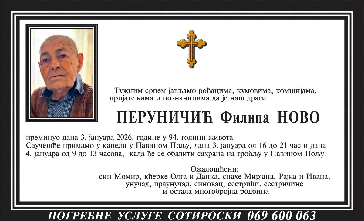 Peruničić Novo passed away | Radio Bijelo Polje