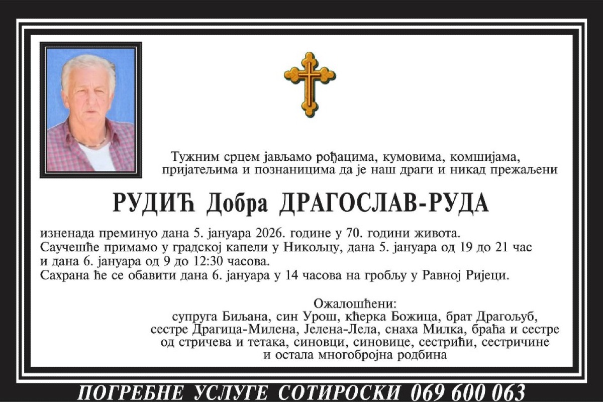 Rudić Dragoslav-ruda passed away | Radio Bijelo Polje